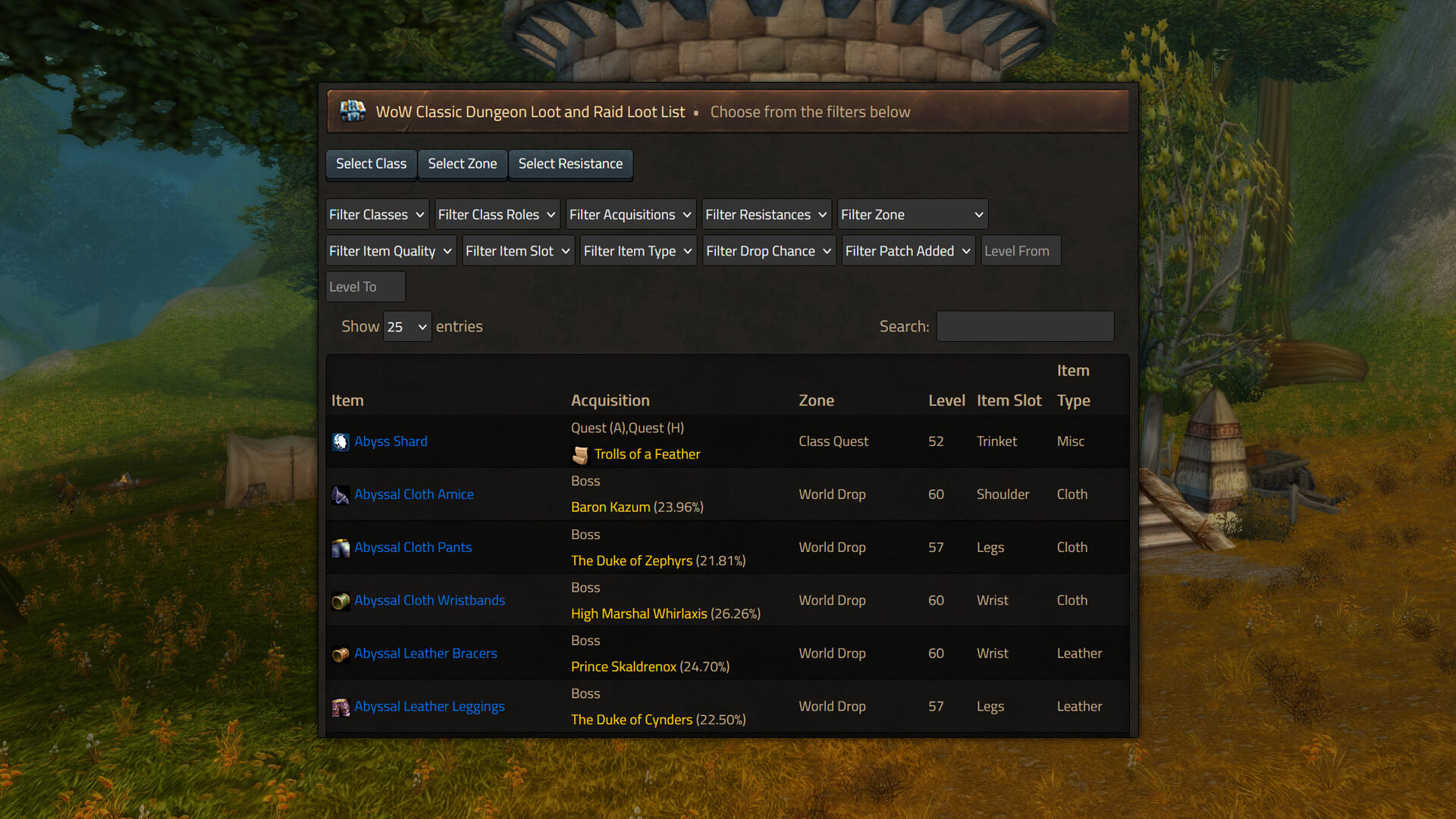 Wow Classic Dungeon Loot And Raid Loot List